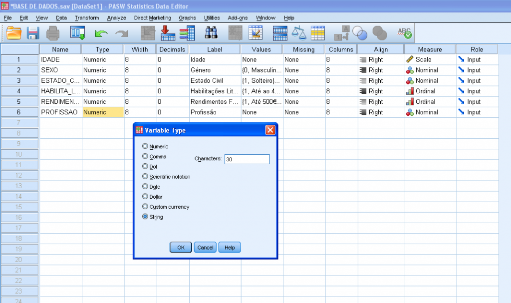 variável string – Dicas SPSS